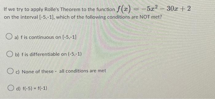 Solved If we try to apply Rolle's Theorem to the function | Chegg.com