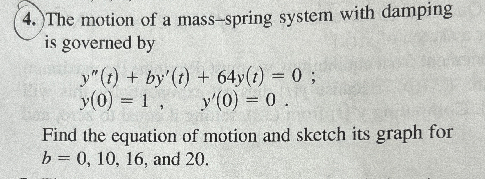 Solved The motion of a mass-spring system with damping is | Chegg.com