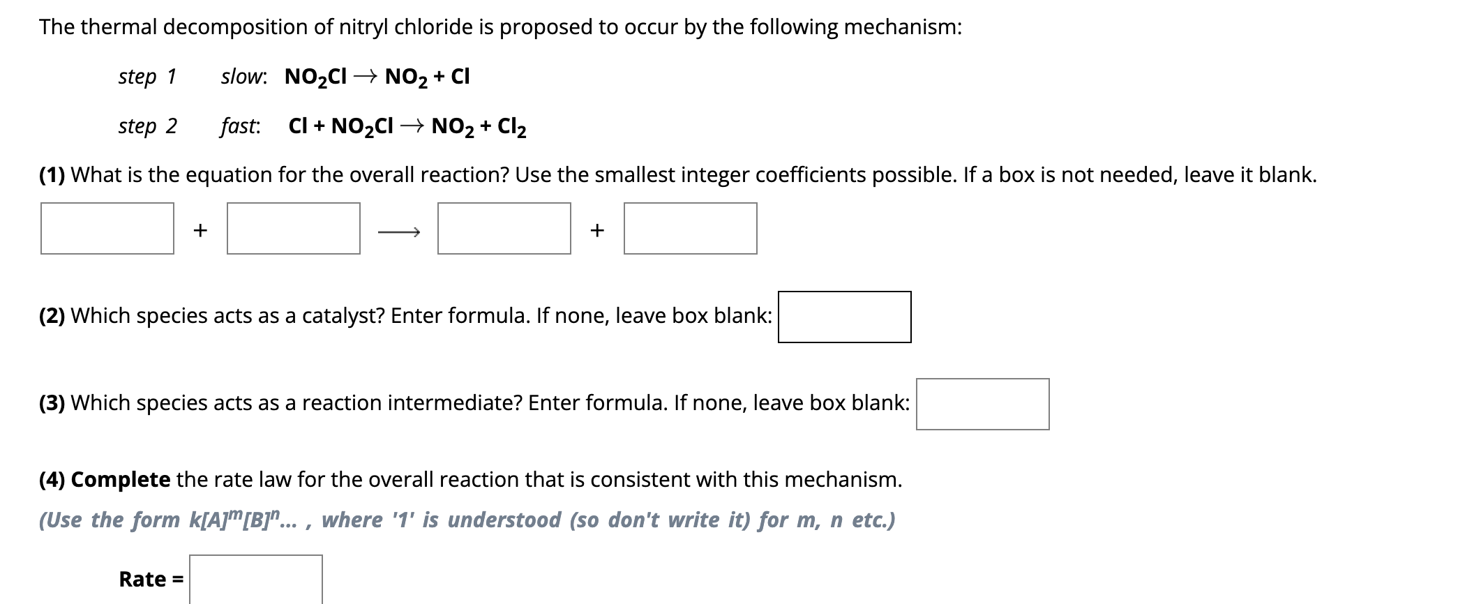 The thermal decomposition of nitryl chloride is | Chegg.com