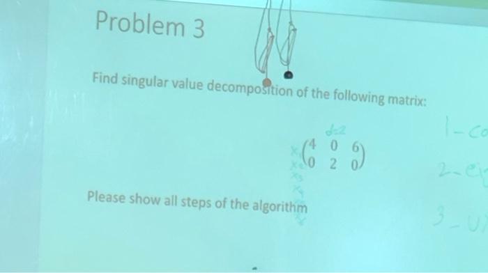 Find singular value decomposition of the following | Chegg.com