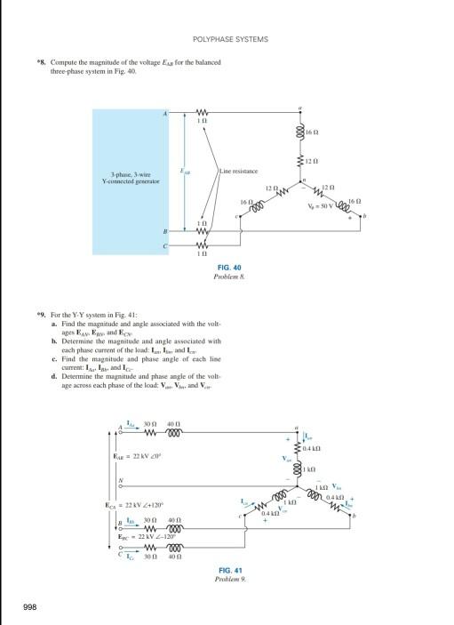 POLYPHASE SYSTEMS PROBLEMS SECTION 5 Y-Connected | Chegg.com