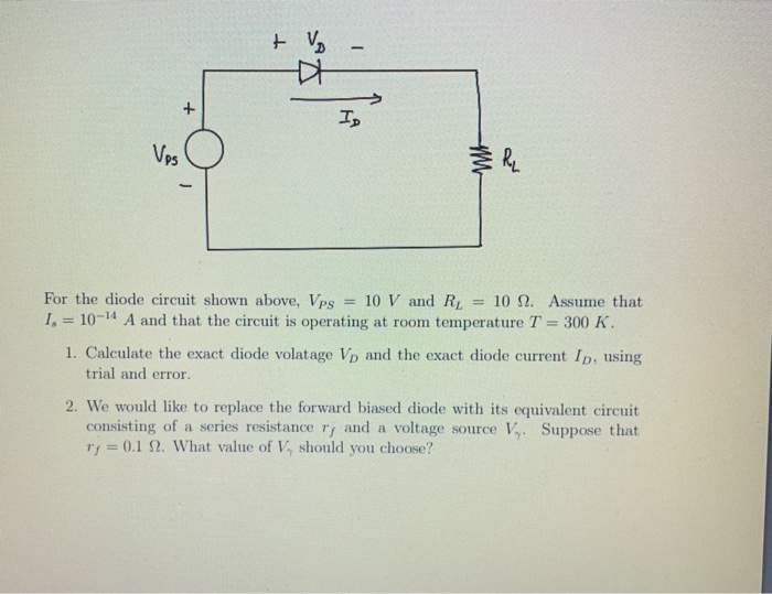 Solved + Vo at * I. Vps For the diode circuit shown above, | Chegg.com