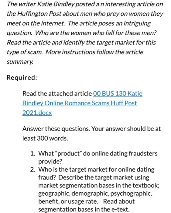 Solved e Huffington Post about men who prey on women they et | Chegg.com