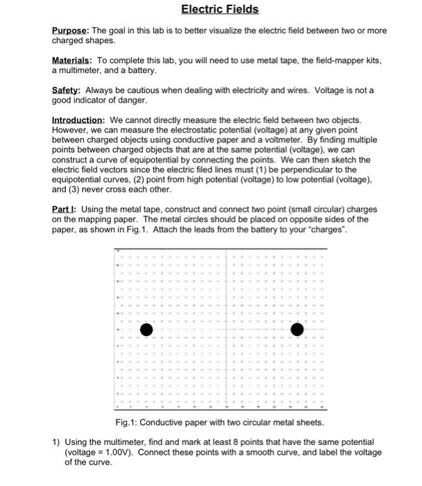 Electric Fields Purpose: The goal in this lab is to | Chegg.com