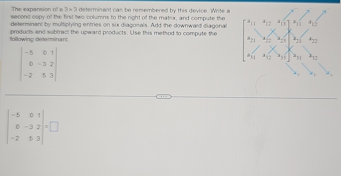 Solved The expansion of a 3×3 ﻿determinant can be remembered | Chegg.com