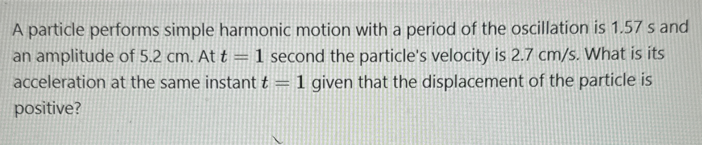 Solved A particle performs simple harmonic motion with a | Chegg.com
