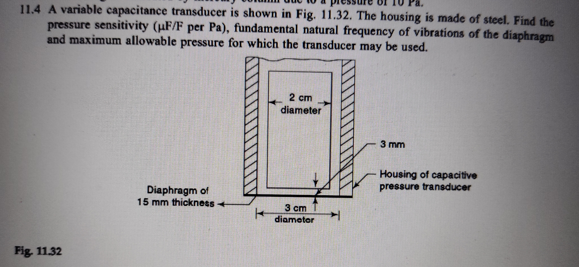 Solved 11.4 ﻿A variable capacitance transducer is shown in | Chegg.com