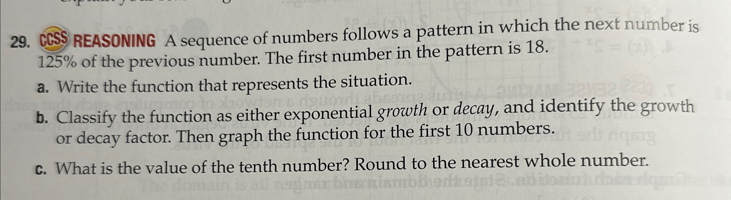 Solved CCSS REASONING A sequence of numbers follows a | Chegg.com