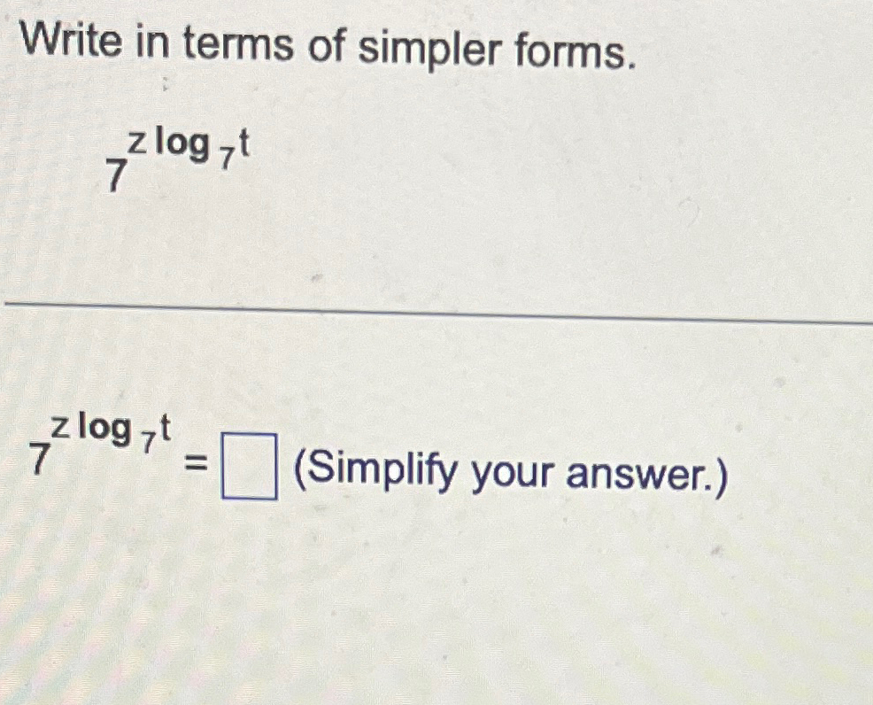 Solved Write in terms of simpler | Chegg.com