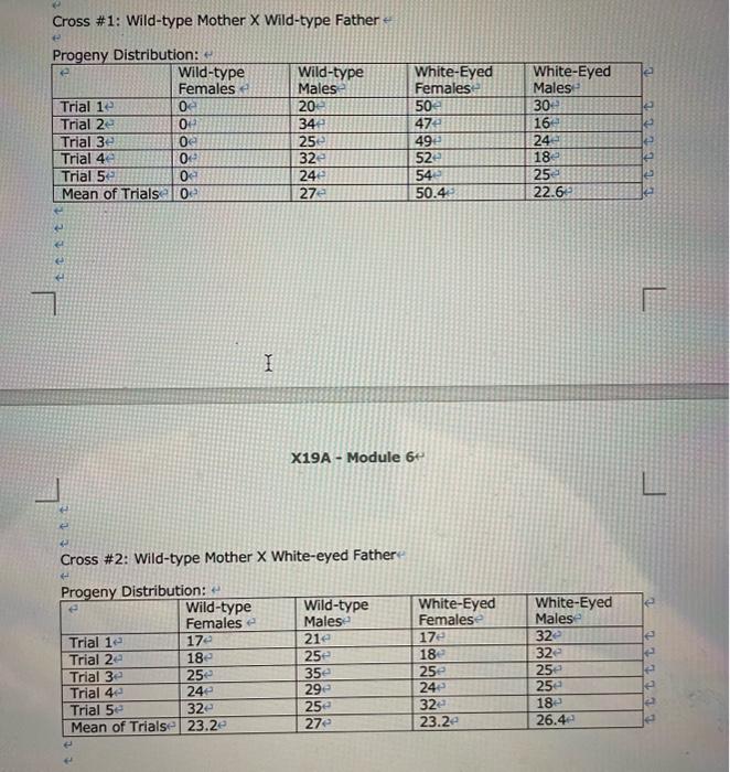 Solved Cross \#1: Wild-type Mother X Wild-type Father X19A | Chegg.com
