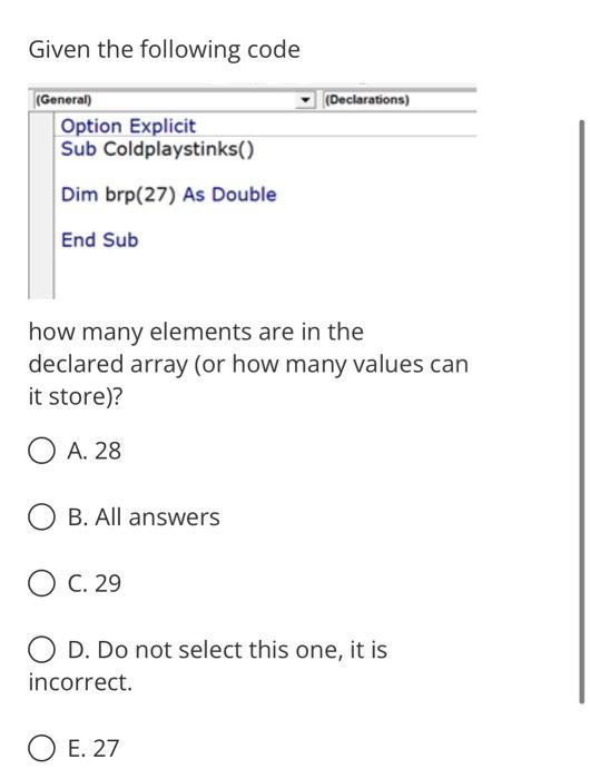 Solved Given the following code how many elements are in the | Chegg.com