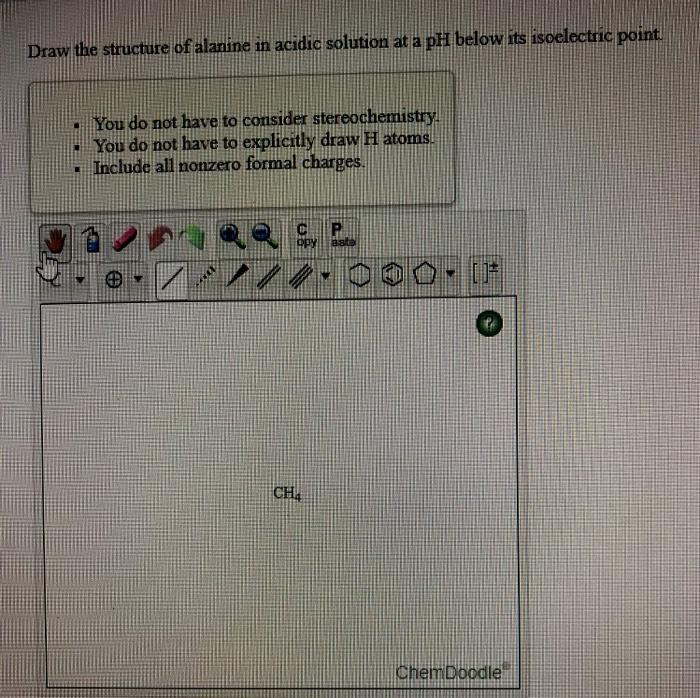 Draw the structure of alanine in acidic solution at a | Chegg.com