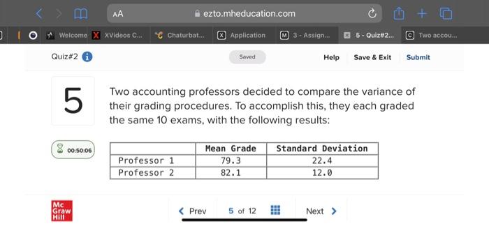 Solved Two accounting professors decided to compare the | Chegg.com