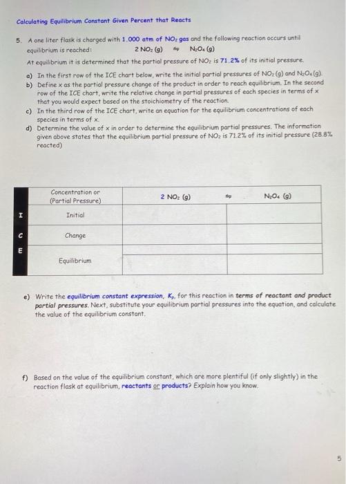 Solved Calculating Equilibrium Constant Given Percent that | Chegg.com