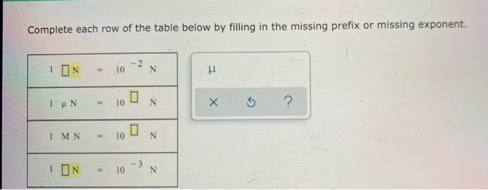 Solved Complete each row of the table below by filling in | Chegg.com
