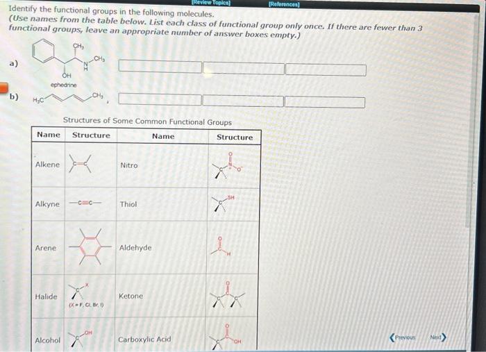 Solved Identify the functional groups in the following | Chegg.com