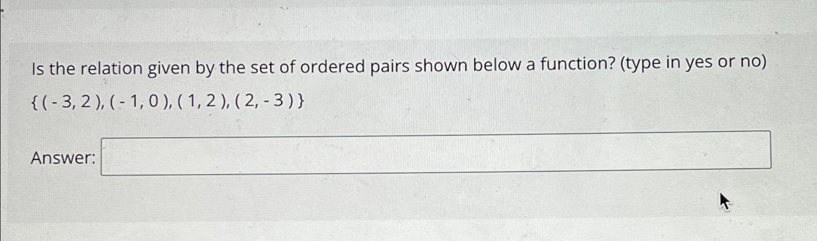 Solved Is the relation given by the set of ordered pairs | Chegg.com
