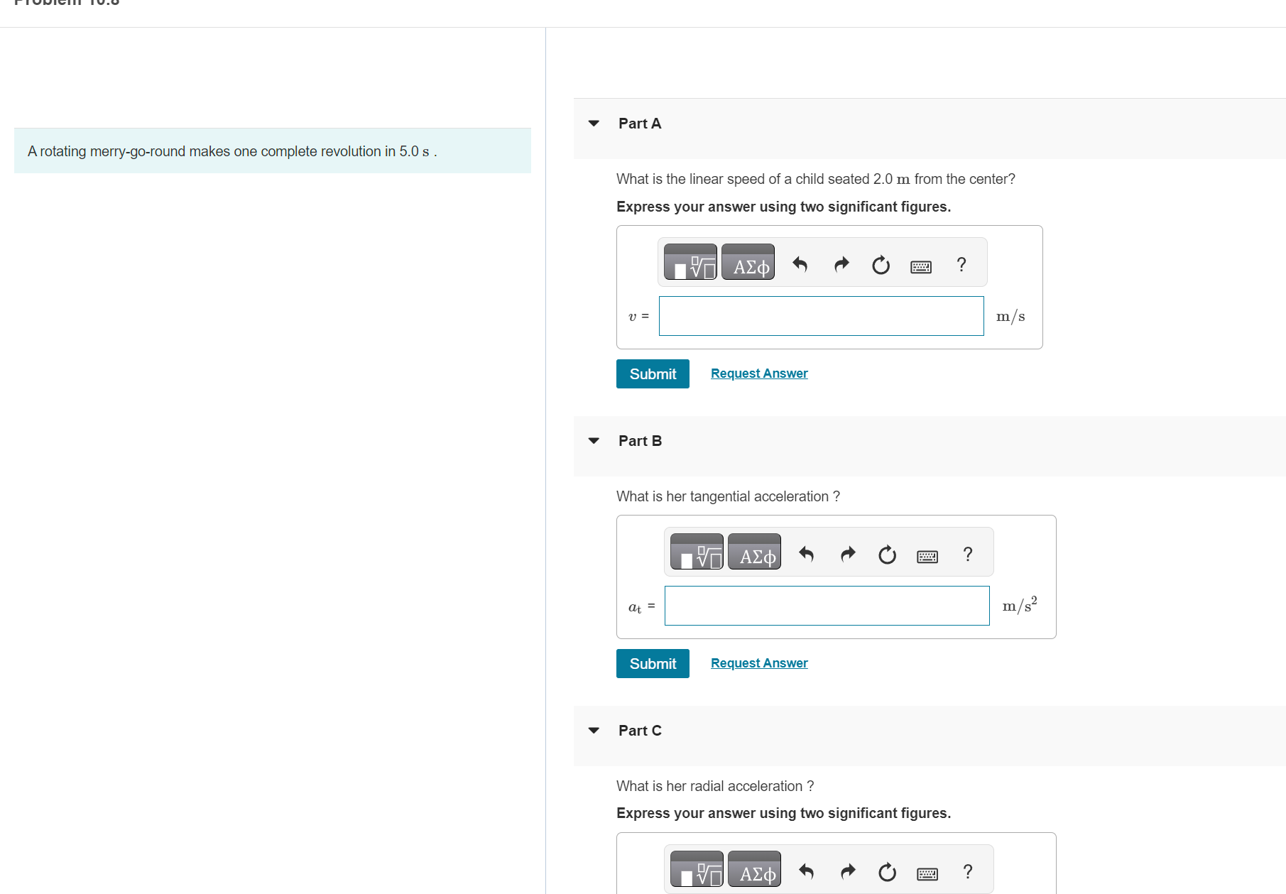 Solved Part AA rotating merry-go-round makes one complete | Chegg.com