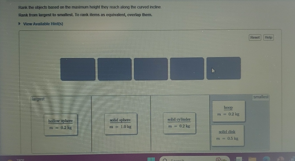 Solved Rank the objects based on the maximum height they | Chegg.com