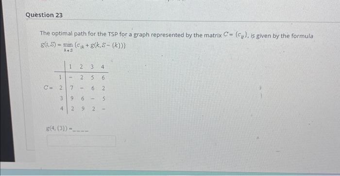 Solved The Optimal Path For The Tsp For A Graph Represented