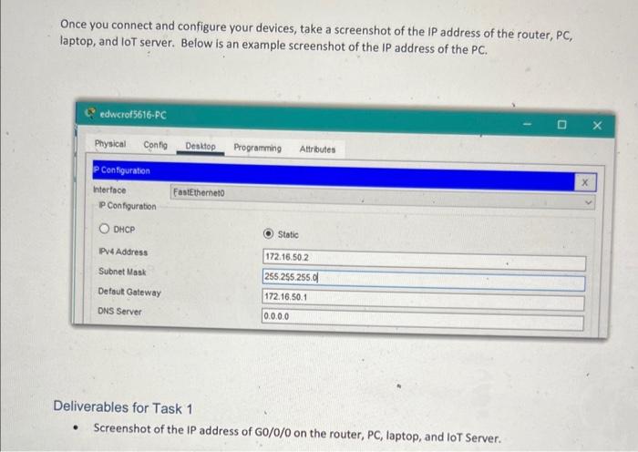 Solved In this phase of the project, you will be configuring | Chegg.com