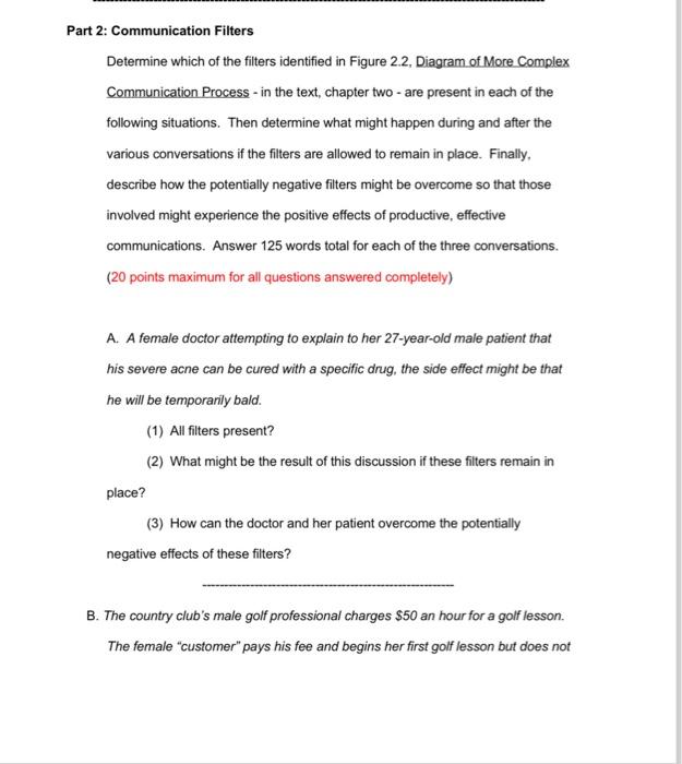 Solved art 2: Communication Filters Determine which of the | Chegg.com