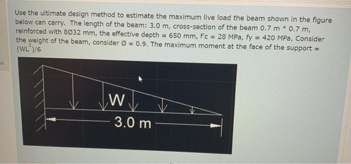 Solved Use the ultimate design method to estimate the | Chegg.com