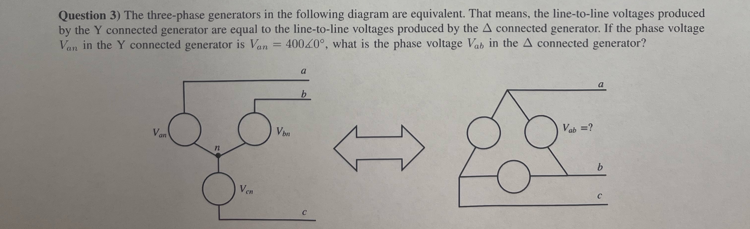 Solved Question 3) ﻿The three-phase generators in the | Chegg.com