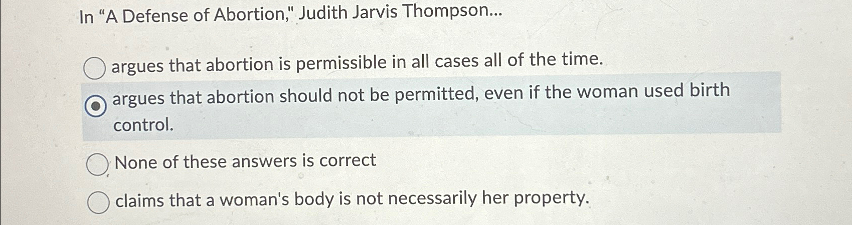 Solved In "A Defense of Abortion," Judith Jarvis | Chegg.com
