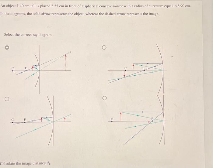 Solved An object 1.40 cm tall is placed 3.35 cm in front of | Chegg.com