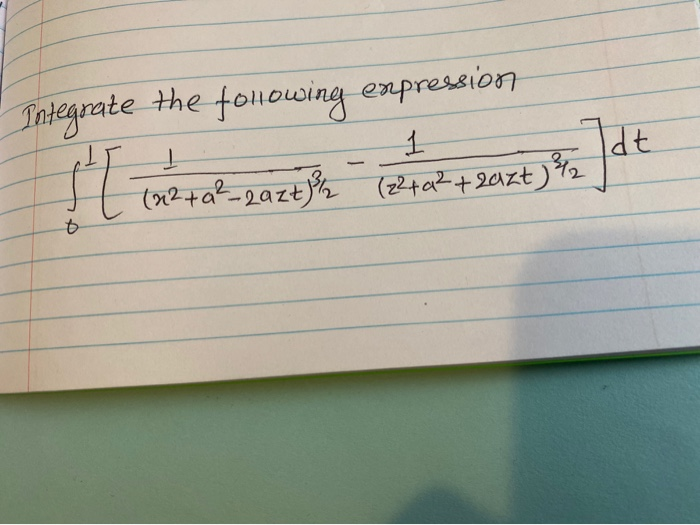 Solved Integrate the following expression IT TL (22+²-2azt | Chegg.com