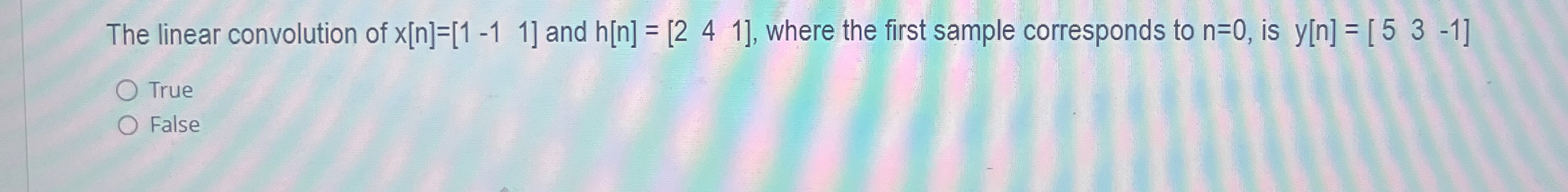 Solved The linear convolution of x[n]=[1-11] ﻿and | Chegg.com