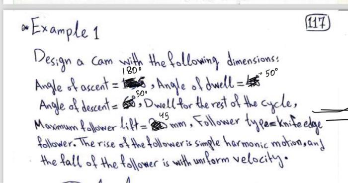 Solved *xample 1 Design a cam with the following dimensions: | Chegg.com