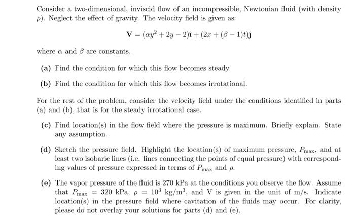 Solved Consider a two-dimensional, inviscid flow of an | Chegg.com