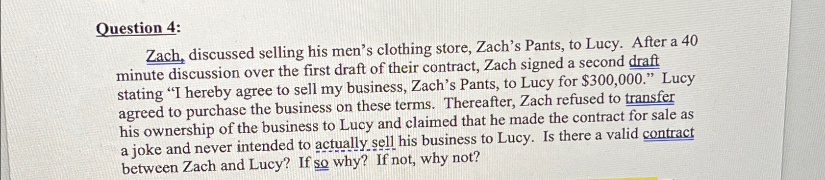 Solved Question 4:Zach, discussed selling his men's clothing | Chegg.com