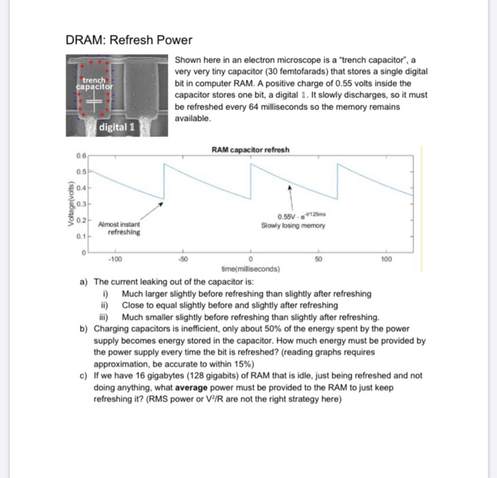 Solved DRAM: Refresh Power trench capacitor Shown here in an | Chegg.com