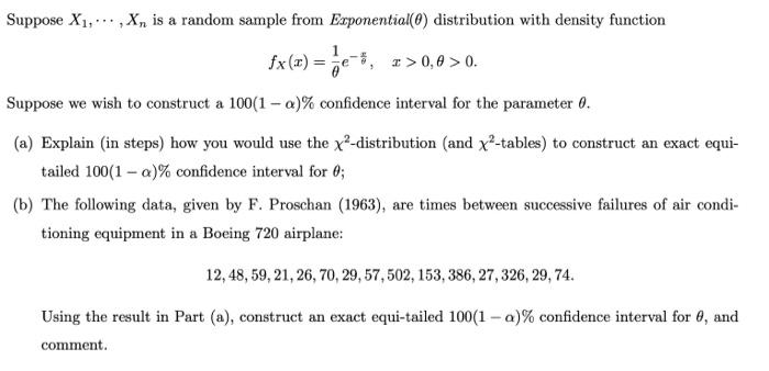 Solved Suppose X1,⋯,Xn is a random sample from Exponential | Chegg.com