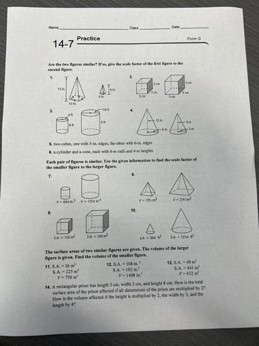 Solved Name Class Date Practice Form G 14-7 Are the two | Chegg.com