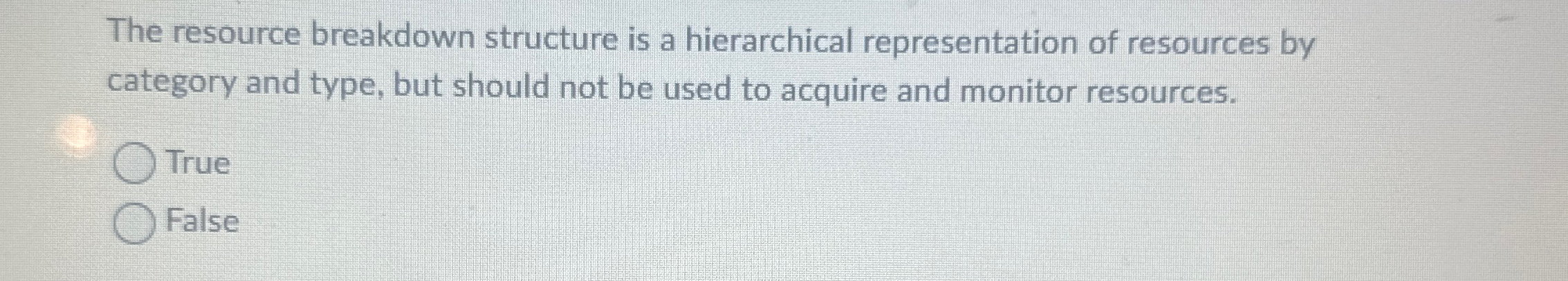 Solved The resource breakdown structure is a hierarchical | Chegg.com