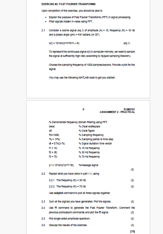 Solved EXERCISE ?22 ﻿: FAST FOURIER TRANSFORMSUpon | Chegg.com
