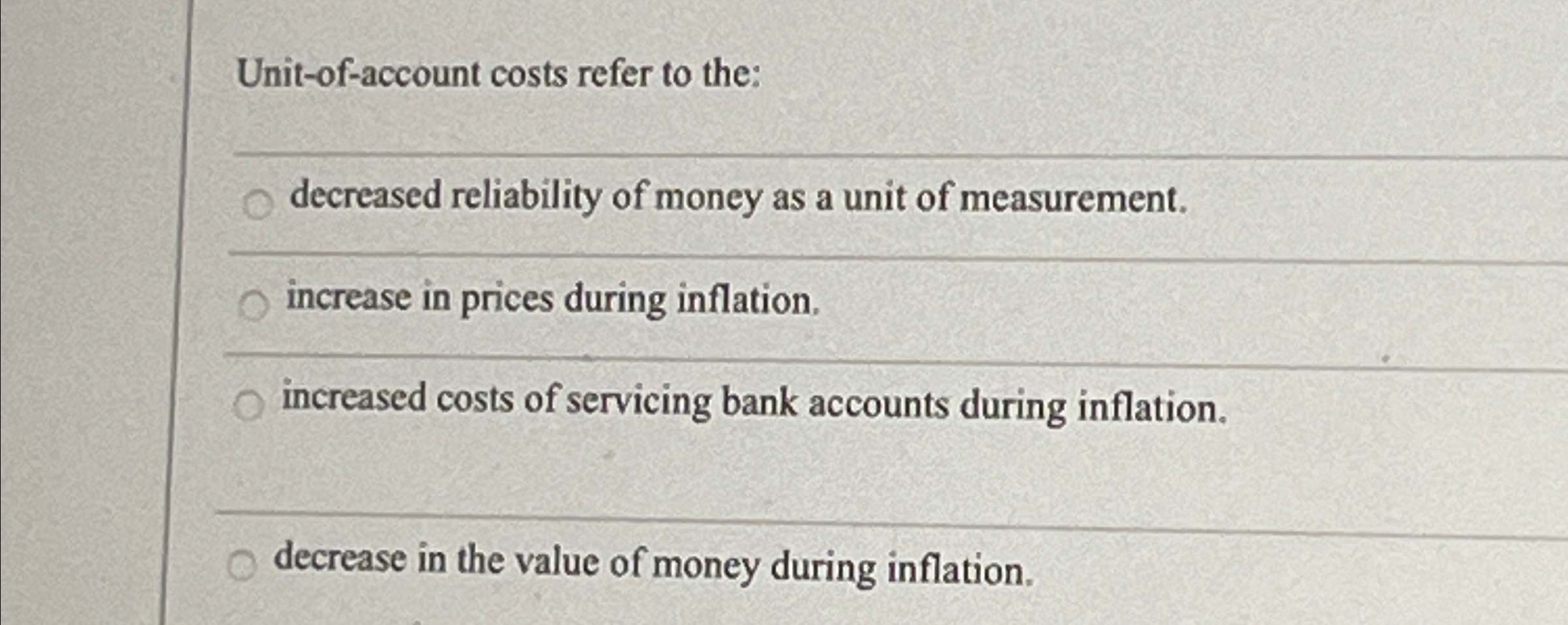 Solved Unit-of-account costs refer to the:decreased | Chegg.com