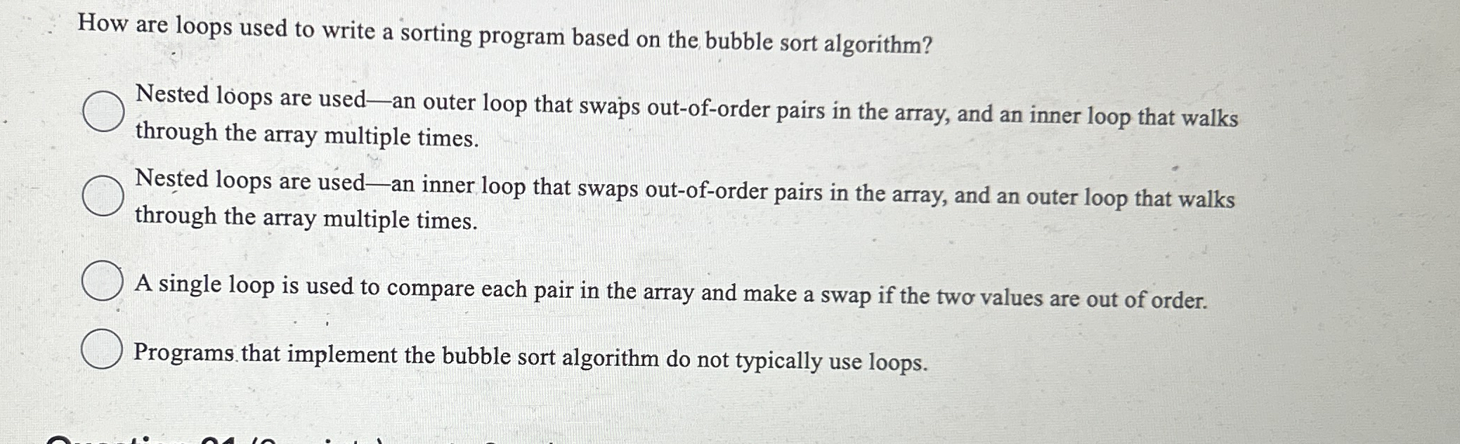 Solved How are loops used to write a sorting program based | Chegg.com
