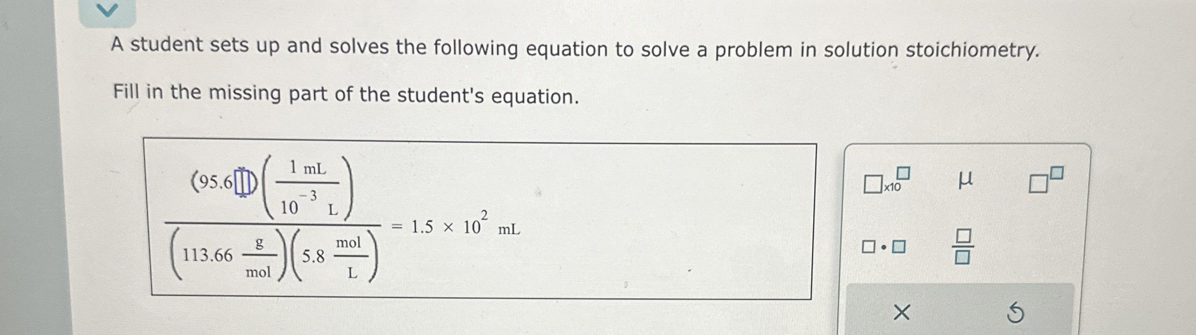 Solved A student sets up and solves the following equation | Chegg.com