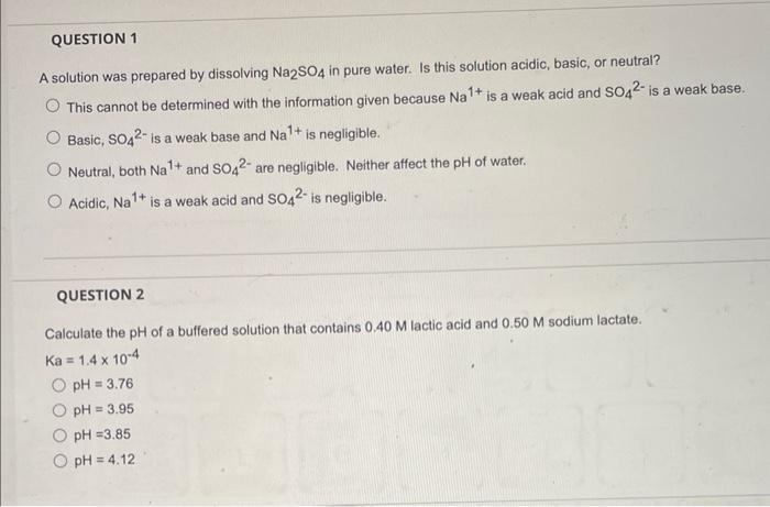 Solved A solution was prepared by dissolving Na2SO4 in pure | Chegg.com