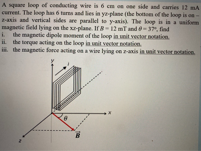 Solved A square loop of conducting wire is 6 cm on one side | Chegg.com