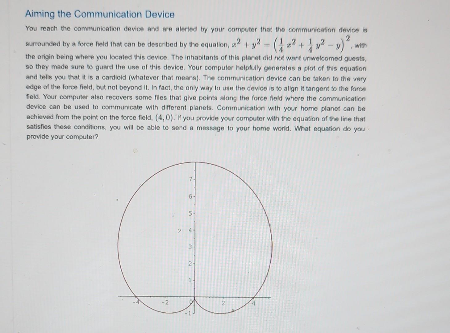 Solved Aiming the Communication Device You reach the | Chegg.com
