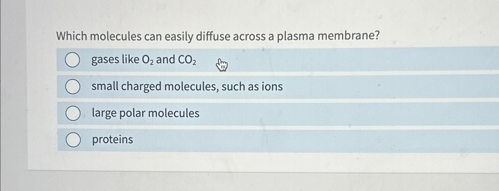 Solved Which molecules can easily diffuse across a plasma | Chegg.com