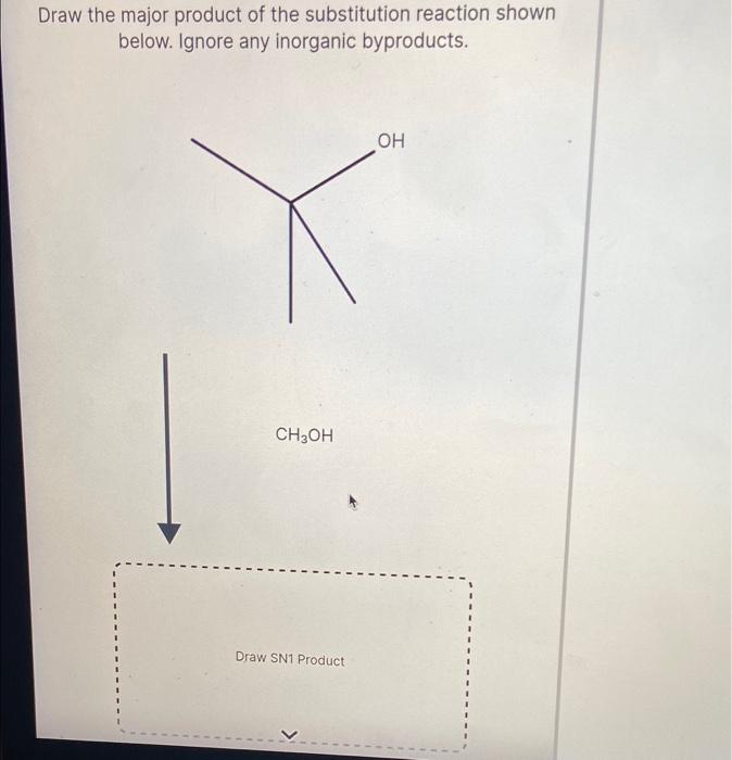 Solved Draw the major product of the substitution reaction | Chegg.com