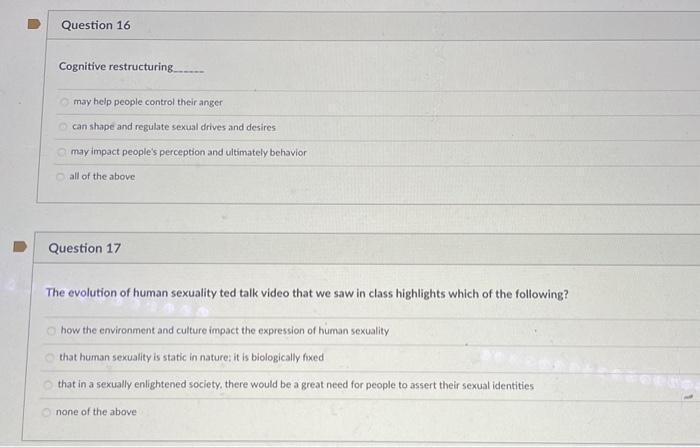 Solved Question 16 Cognitive restructuring may help people | Chegg.com