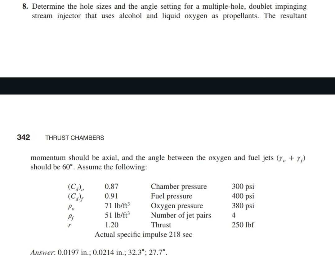 Solved 8. Determine the hole sizes and the angle setting for | Chegg.com
